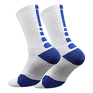 DRASEX Men's Athletic Cushioned Crew Socks 4 Pairs Men Elite Basketball Socks for Sports Running Football