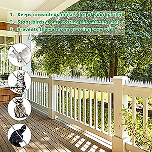 KKUYT Defender Spikes, 12 Pack Plastic Bird Spike, Outdoor Wall Cat Spikes Pigeon Spikes, 17 Feet Security Fence Spikes Anti-Theft Climb Strips for Roof, Railing (Clear-12 PCS)…