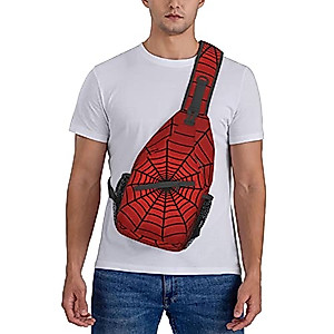 Red Spider Web Sling Bag Crossbody Travel Hiking Backpack Daypack for Women Men Unisex，Shoulder Chest Bags Cycling Gym One Size