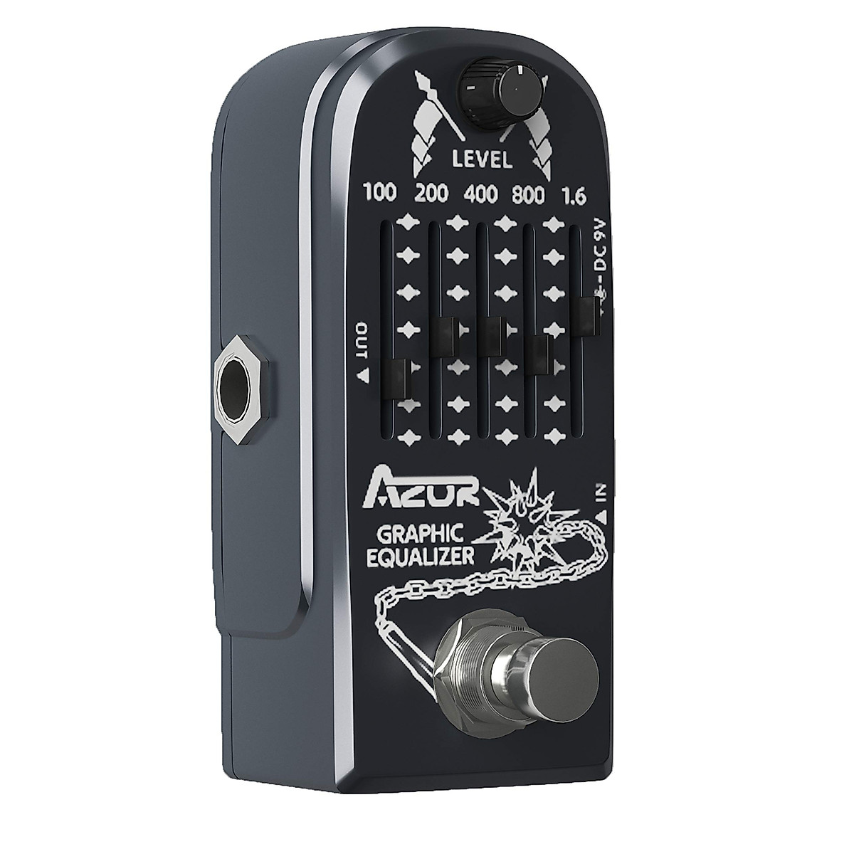 AZOR Pedal Power Adapter with Guitar Pedal 6 Band Graphic EQ Effects Pedal Graphic Guitar Equalizer Distortions Effect Metal Pedal