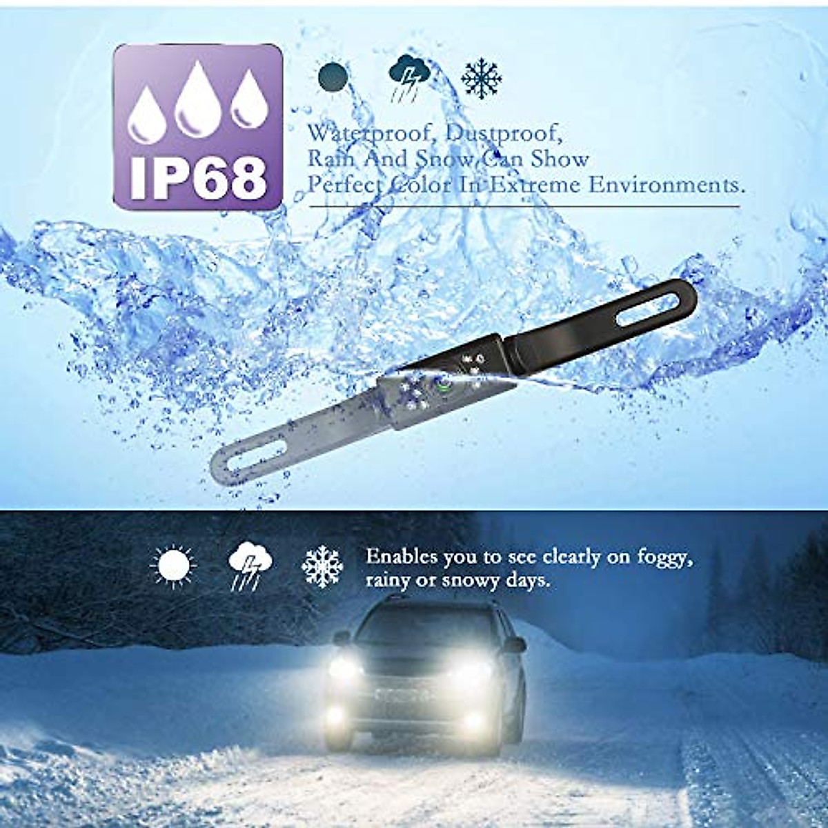 JPP HD Backup Camera and Monitor Kit, Car Rear View observation system, Newly Upgraded 4.3 Inch IPS FHD Color Display and a Waterproof Night Vision License Plate Reverse Camera for Car/RV/Truck/Pickup