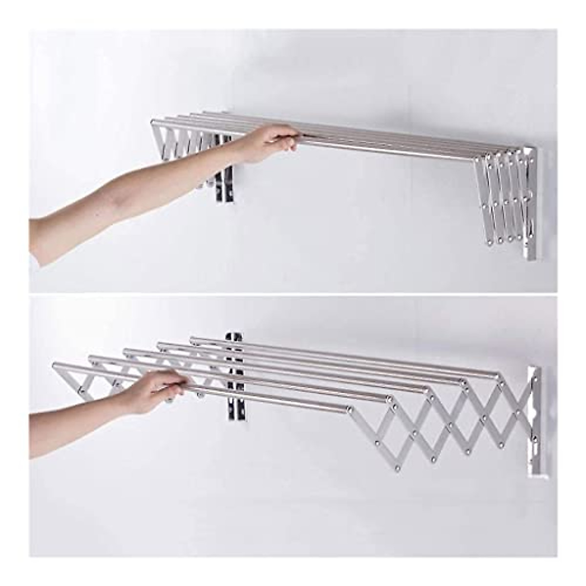 XMCX Wall Mounted Laundry Drying Rack 304 Stainless Steel 5 Rods Collapsible Dryer Towel Rack Home Folding Washing Line Clothes Airer Easy Storage for Indoor Outdoor (Size : 120cm/47.2in)