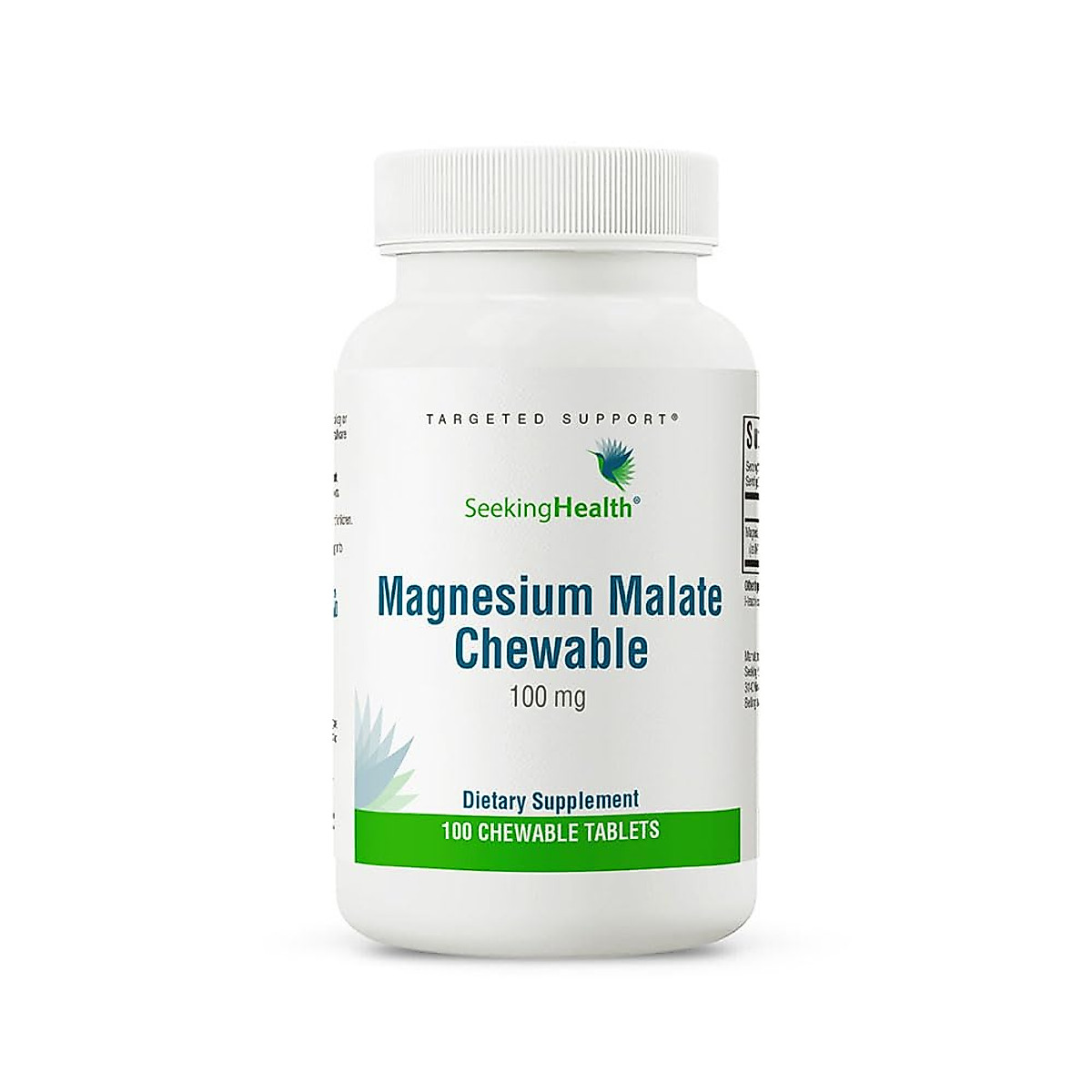Seeking Health Magnesium Malate Chewable Tablet, 100 mg Dimagnesium Malate Supplement to Support Sleep and Balanced Mood, High-Absorption Chelated Magnesium, Vegan & Vegetarian (100 lozenges)