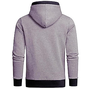 Maiyifu-GJ Men's Solid Fleece Athletic Hoodies Long Sleeve Casual Sports Sweatshirt Drawstring Hooded Pullover With Pockets (Light Grey,XX-Large)
