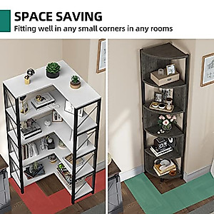 YITAHOME 6-Tier Corner Shelf, 68.8" Tall Industrial Free Standing Corner Bookshelf, 6 Shelf Display Corner Bookcase Open Small Book Shelves for Bedroom, Living Room, Small Space, Charcoal Gray + Black