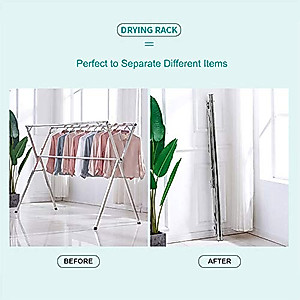Kdpranky Clothes Drying Rack, Heavy Duty Foldable Laundry Drying Rack, Retractable Space Saving Drying Rack, Stainless Steel Garment Rack for Indoor and Outdoor Use, 1.5M/59IN