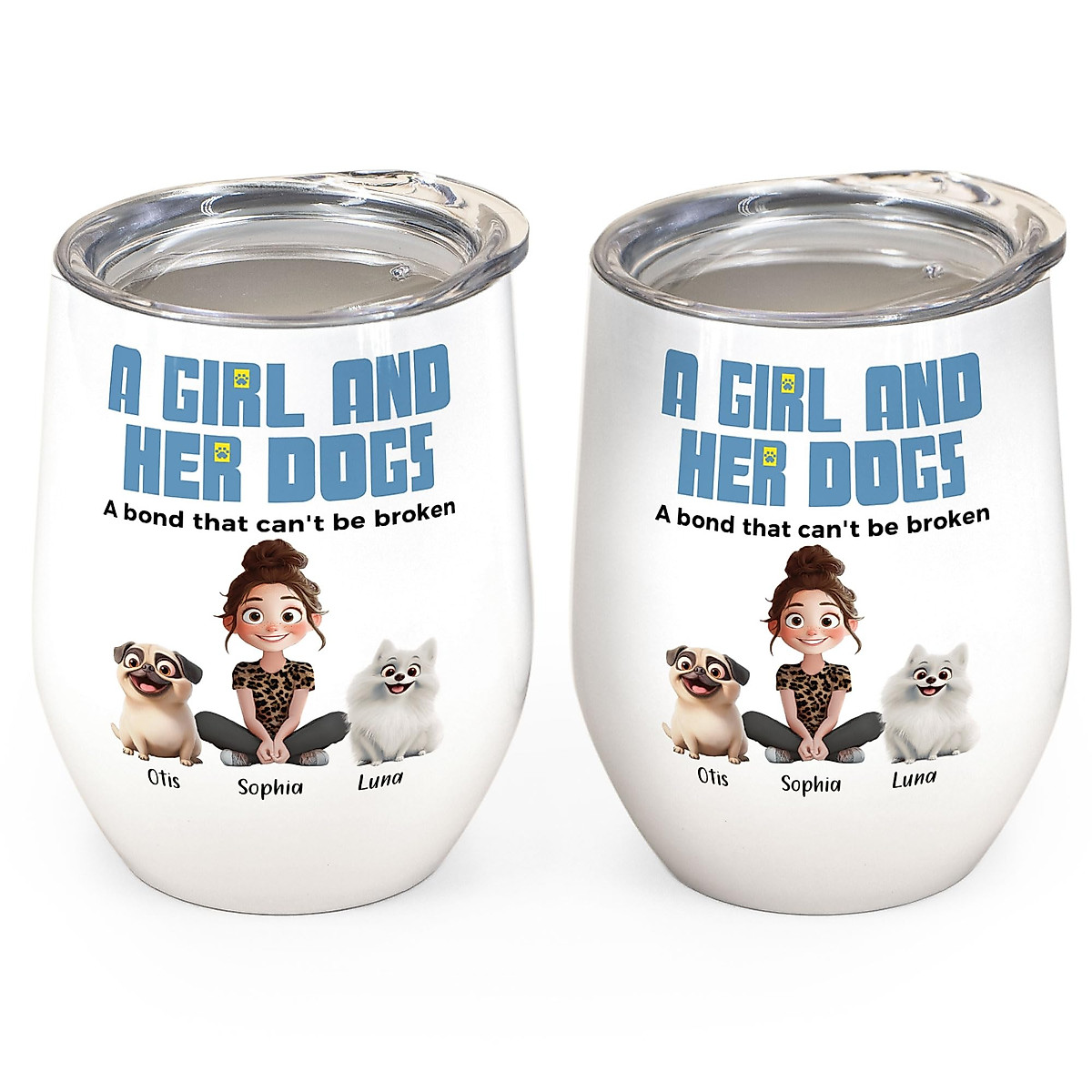 Macorner Personalized Dog Mom Gifts For Women Wine Tumbler, Unbreakable Bond Of A Girl & Her Dogs, Dog Lovers Gifts For Women, Best Gifts For Dog Lover, Dog Mom Gifts, Gifts For Dog Mom