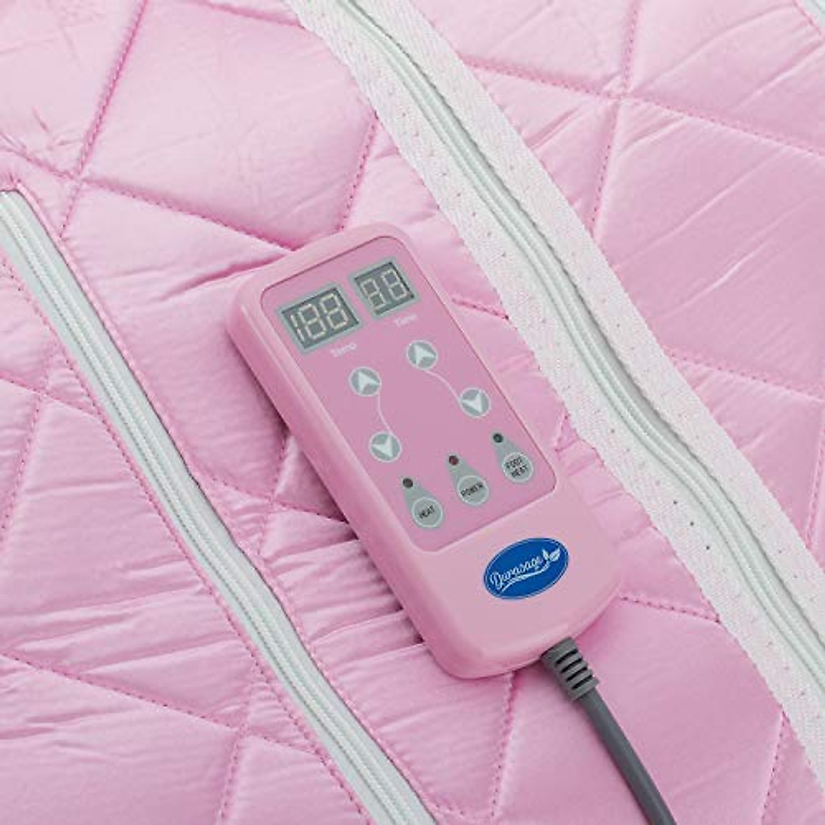 Durasage Personal Ultra Low Emf Portable Infrared Sauna Spa for Weight Loss, Detox, Relaxation at Home, 30 Minute Timer, with Handheld Remote Control, Heated Footpad and Chair (Light Pink)