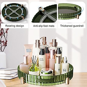 Vnmlopi Rotating Makeup Organizer for Vanity, Bathroom Organizer Countertop Spinning Holder – Large Capacity Perfume Organizer Tray, Skincare Organizers Cosmetics Storage Rack