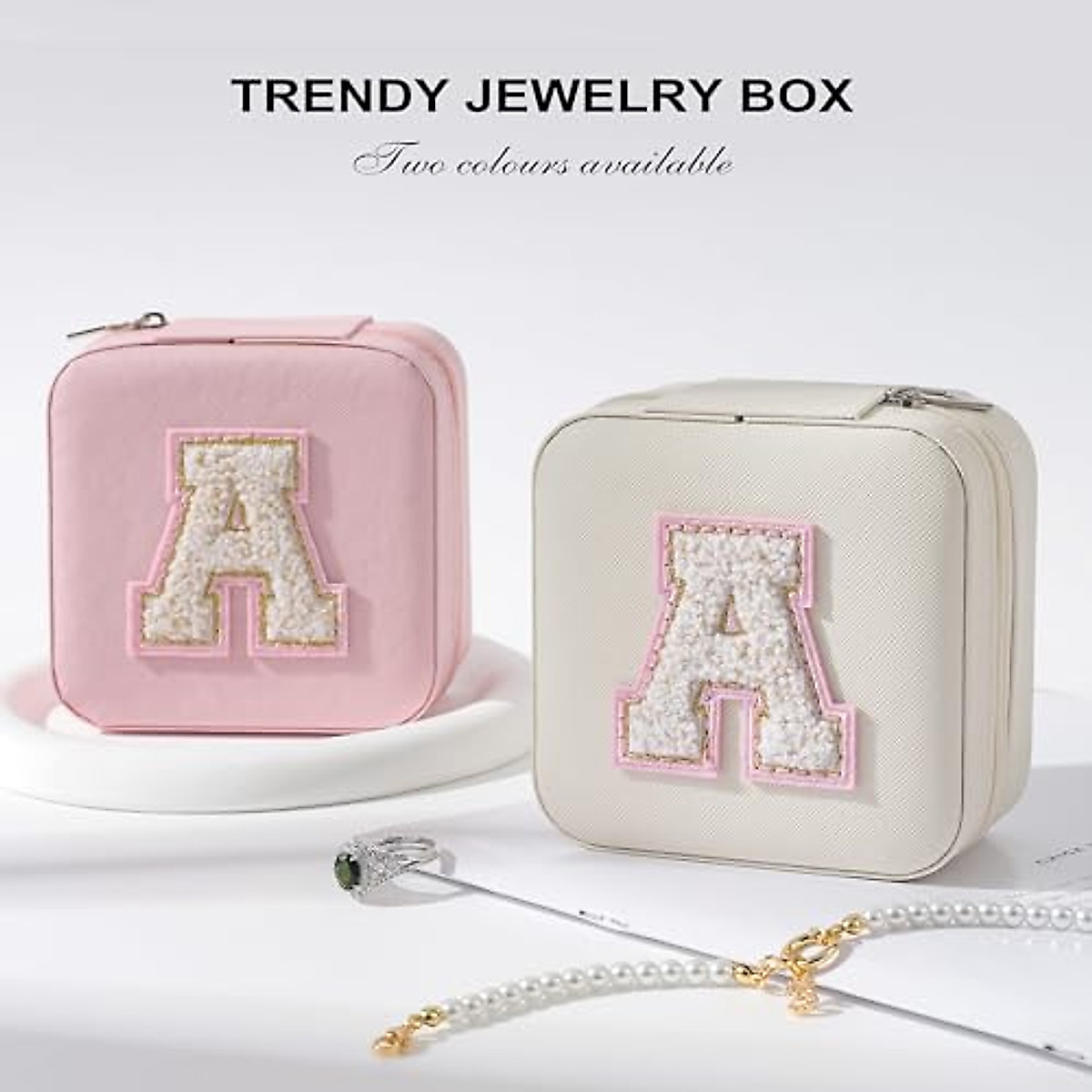 Parima Travel Jewelry Box for Girls Fashion - Travel Jewelry Case Organizer, Small Jewelry Organizer Box | Mini Jewelry Travel Case Jewelry Box Jewelry Organizer - Letter R, Pink