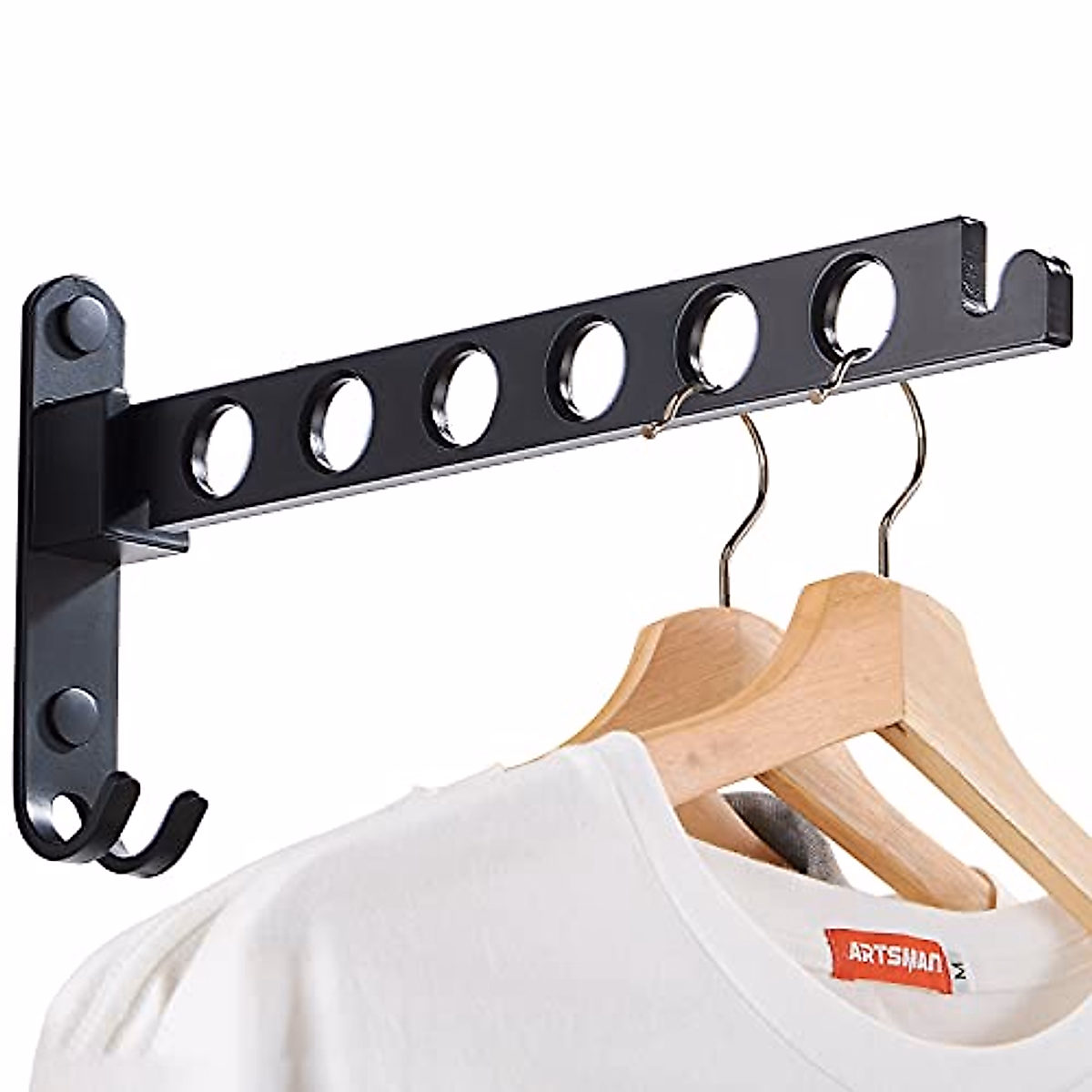 JOOM Laundry Drying Rack Clothing Foldable - Wall Mount Clothes Drying Racks - Clothes Hanger Folding Holder - Black