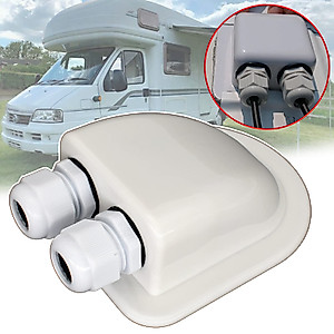 AUTOXBERT IP68 Weatherproof Solar Cable Entry Gland Solar Panel Wire Box RV Roof Top Junction Box Solar Double Cable Through Entry Housing for RV Marine Boat Caravan Campervan Travel Camper Van