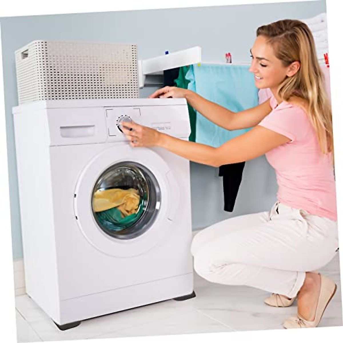 OSALADI 24pcs Washing Machine Floor Mat Furniture Risers Washer Foot Pads Bed Risers Home Furniture Anti-Slip Pad for Washer Household Shocks Pad Anti-Slip Cushion Black Appendix Non-Slip