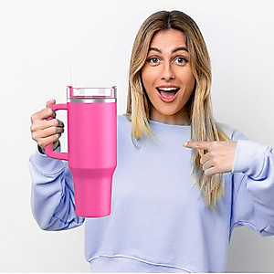 VBV 40 oz Tumbler with Handle and Straw, BFA Free Tumbler with Lid and Straw, Double Wall Vacuum Reusable Stainless Steel Insulated Water Bottle for Home, Office and Travel