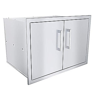 SUNSTONE BA-DSH30 Beveled Frame 30-Inch Stainless Steel Weather Sealed Dry Storage Pantry