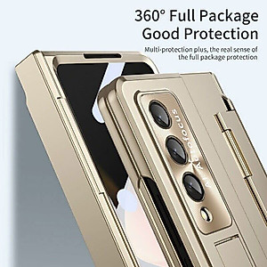 EAXER for Samsung Galaxy Z Fold 3 360° Case, Hinge Protection Shockproof Hinge Built in Tempered Glass Phone Case Cover (Silver)