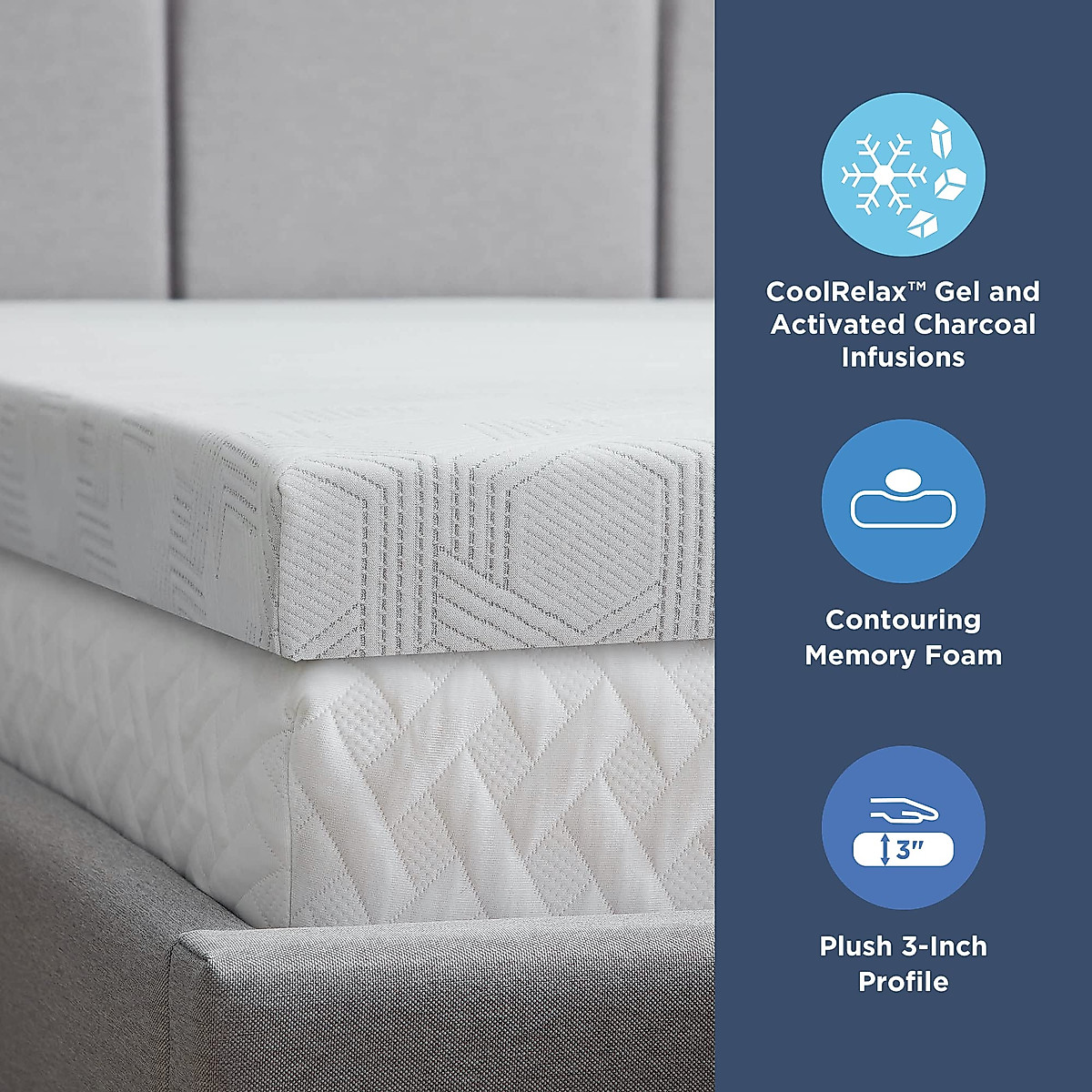 Dr. Oz Good Life Say Goodnight Memory Foam Mattress Topper California King Size, Gray (OZGL30CK30BGT)