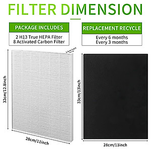 I clean Repleaement Winix C545 Filter, 2pcs HEPA Filters + 8 pcs Carbon Pre Filters Compatible with Winix C545,Replaces Winix S Filter 1712-0096-00