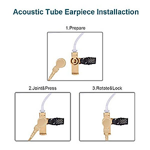 JUYODE Acoustic Tube Earpiece Security Surveillance Headset for Baofeng uv 5r BF-888S Kenwood 2 Pin Walkie Talkie Radio Law Enforcement with Mic PTT - Beige