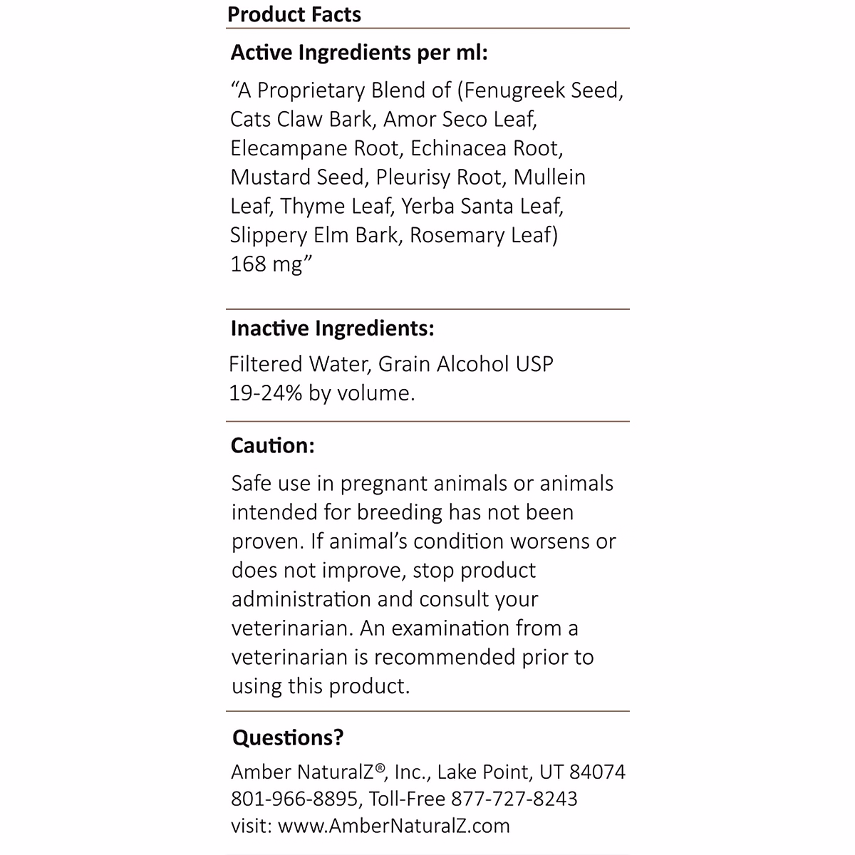 Amber NaturalZ Numo Care C Lung Health Herbal Supplement for Cats | Feline Herbal Supplement for Bronchial Support and Respiratory Lung Health | 1 Fluid Ounce Glass Bottle | Manufactured in The USA
