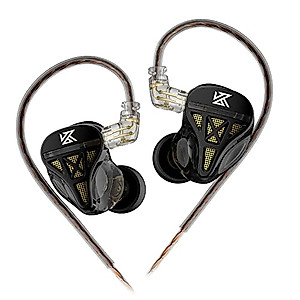 Wired Headphone,KZ DQS HiFi Dynamic Drivers Earphone Earbuds Bass 2pin 3.5mm Sports Music Game Headphone (Black, No Mic)