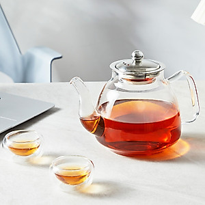 42oz/1250ml Glass Tea Kettle，Glass Teapot with Removable Stainless Steel Infuser, for Blooming and Loose Leaf Tea, Stovetop & Microwave Safe Tea Pot, Tea Maker's Choice