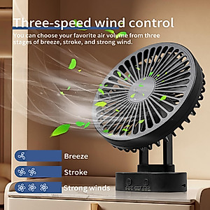 LEIORIO Small Fan Rechargeable,3 Speed Timable Desk Fan with 90° Head Rotation,Small Office Fan for Office,Portable Fan for Indoor,Outdoor,Travel,Energy Efficient Ultra Usage Time Quiet Fan