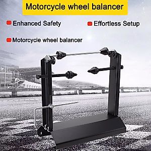 Motorcycle Wheel Balancing Stand, Tire Balancer Stand with Adjustable Truing Pointer, Heavy Duty Wheel Truing Stand for Most Motorbike Wheels Cars Parking Lot Model