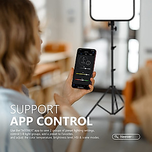 NEEWER 18.3" RGB LED Video Light Panel with APP Control, 360°Full Color, 1 Pack 60W Dimmable 2500K~8500K RGB LED Panel CRI/TLCI 97+ with 17 Special Scenes Effect for Game YouTube Zoom Photography