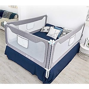 U/D 3 Sides Bed Rail for Toddlers Extra Long for Queen Size Baby Infants Safety Bed Rails Guard 200cm(2sides)+150cm(1side)