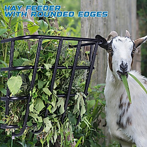 ICITYWALL Hay Feeder Goat, 24.4 x 20.8 x 12.6 Multiple Sided Goat Hay Rack, Heavy Duty Galvanized Metal Wall Hay Rack for Sheep Horses, etc(Black)