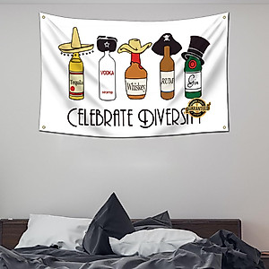 Celebrate Diversity Flag For Room Guys,3x5 ft Banner,Funny Poster Durable Man Cave Wall Flag with 4 Brass Grommets for College Dorm Room Decor,Outdoor Party