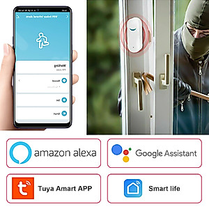 SEHOMY 2 Pack WiFi Door Sensor Detector Smart, Wireless Window Sensor Real-time Alarm Compatible with Alexa Google Assistant, Home Security Door Open Contact Sensor for Bussiness Burglar Alert