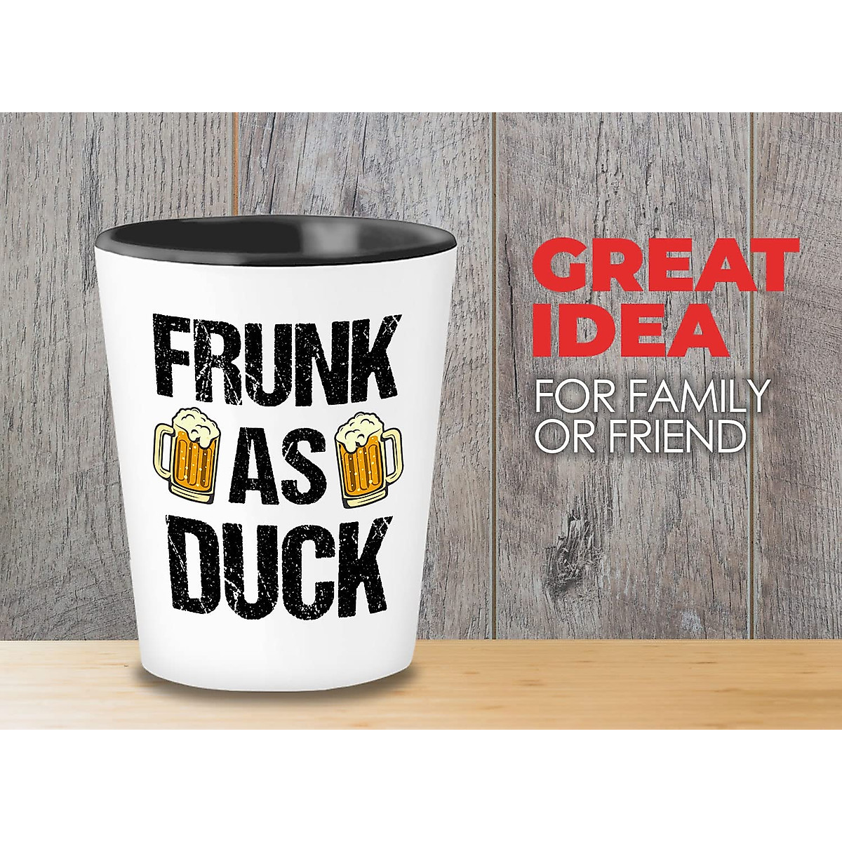 Flairy Land Funny Sarcasm Shot Glass 1.5oz - Frunk As Duck - Funny Alcoholics Cocktail Wine Beer Jokes Silly Drinker Adult Humor Laugh Gag Bestie