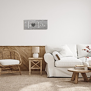 Stupell Industries Te Amo Romantic Rustic Grey Sign with Heart Wall Art, 10 x 24