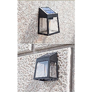 Black Finish Wall Lamp 2W Wall Solar Lighting Waterproof Outdoor Wall Sconce for Garden, Front Door