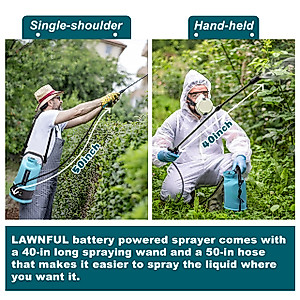 LAWNFUL 1.35 Gallon Battery Powered Sprayer for Long Time Spray (Double Battery)