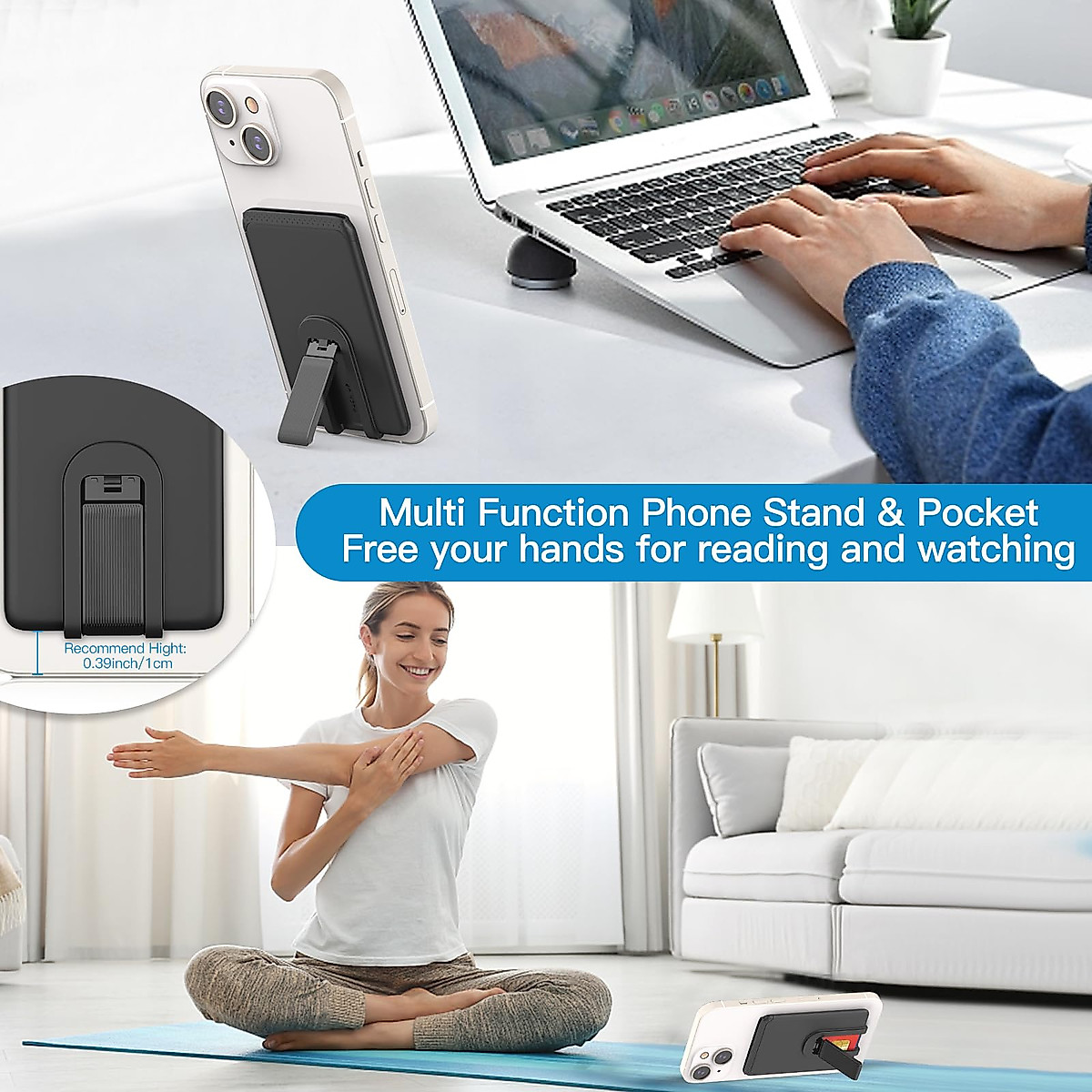 Senose Phone Wallet, Phone Card Holder Stick On Credit Card Holder for Back, Phone Pocket Sleeve Compatible for iPhone 14/13/12/11 Android Smartphone