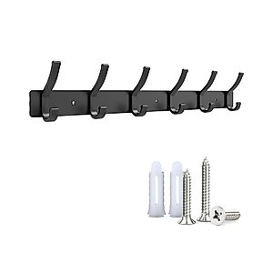 Infixtree Coat Hooks Wall Mount, All Metal Wall Hooks for Hanging Coats, Wall Hat Rack with 6 Double Hooks, Entryway Hooks for Hanging Coats, Backpacks, Hats, Keys and More