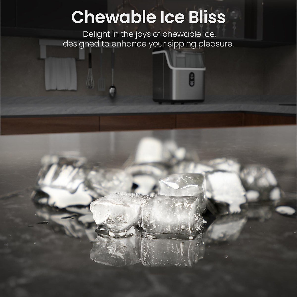 Kismile Nugget Ice Makers Countertop,Pebble Ice Maker Machine with Chewable Ice, 35lbs/Day,One-Click Operation,Self-Cleaning Countertop Ice Machine,Pellet Ice Maker Countertop for Home/Kitchen/Office