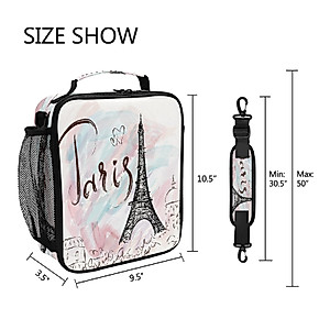 UOYO Paris Eiffel Tower Kids Lunch Box, Romantic Lunch Bag for Girls Boys Insulated Lunchbox Reusable Cooler Bag Portable Thermal Meal Tote for Office Work Back to School