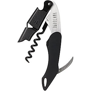 Vintorio Professional Waiters Corkscrew - Wine Key with Ergonomic Rubber Grip, Beer Bottle Opener and Foil Cutter (1 Pack)