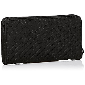 Vera Bradley Women's Microfiber Front Zip Wristlet With RFID Protection, Classic Black, One Size