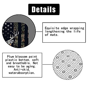 OLEBETY 4PCS/Set Camo Shower Curtain, Man Cave White Black American Flag Woodland Elk Moose Bear Wildlife Animal Hunting Rustic Cabin Bathroom Decor Non-slip Bath Rugs Gifts for Men Hunters, Deer Head