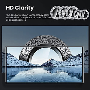 Tensea (3+2PCS) for Samsung Galaxy S23 Ultra 5G Camera Lens Protector, 9H Tempered Glass Camera Cover Screen Protector Metal Individual Ring [Installation Tray][Removal tool][Case Friendly]- Glitter