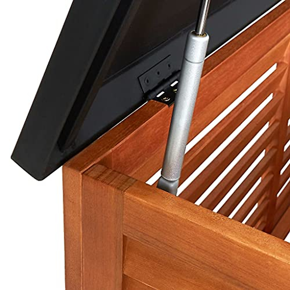 loibinfen Patio Storage Box 59.1"x19.7"x21.7" Solid Eucalyptus Wood Patio Garden Outdoor Storage Container for Toys, Furniture Deck box (Weight:63.05 lbs)