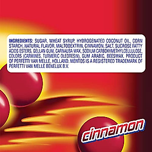 Mentos Candy, Mint Chewy Roll, Cinnamon, Non Melting, Party, 1.32 oz(Pack of 15)