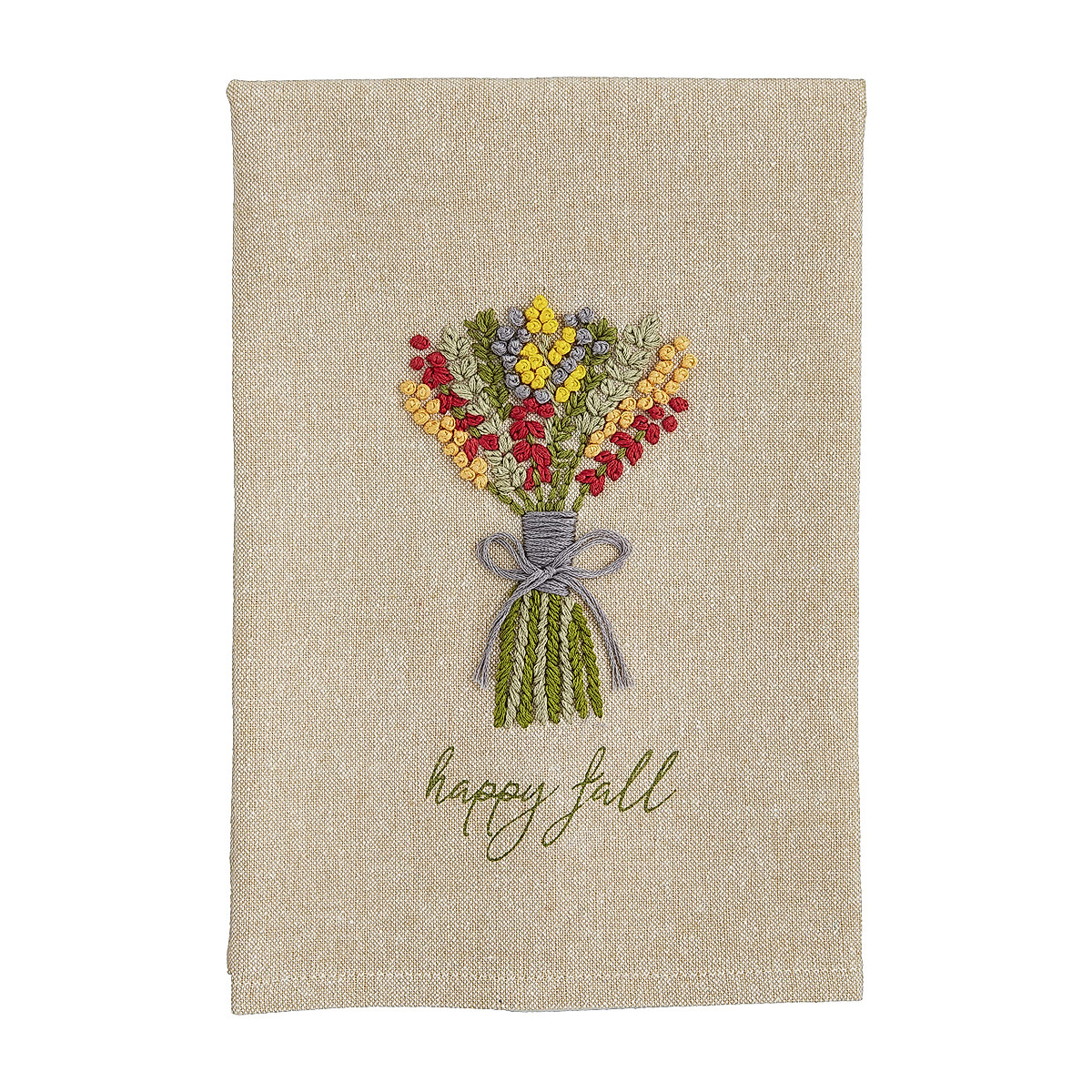 Mud Pie French Knot Fall Tea Towel, Hello Fall, 21" x 14"