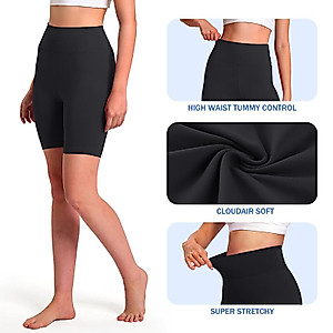 VALANDY Women's High Waist Yoga Shorts Tummy Control Non See -Through Workout Pants 3 Pack
