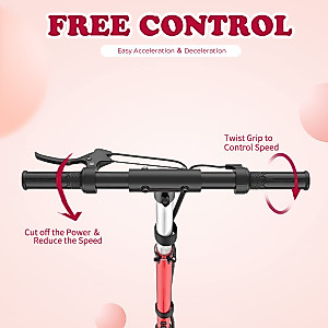 MAXTRA E120 Electric Scooter with Removable Seat, 60 Mins Long Battery Life ＆ up to 10mph, Adjustable Height for Kids Ages 6-12